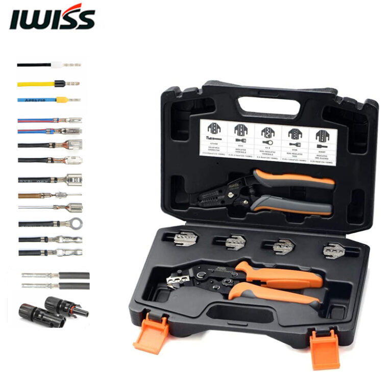 ชุดคีมย้ำหางปลา ชุดคีมย้ำเข้าหัว MC4 IWISS SN-QC Box set แบบเปลี่ยนหัวได้ 5 in 1