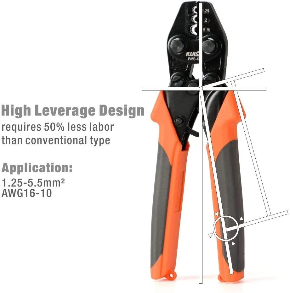 คีมย้ำหางปลาเปลือย คีมย้ำหางปลา IWISS IWS-6 ขนาด 16-10 AWG (1.25-5.5 mm)