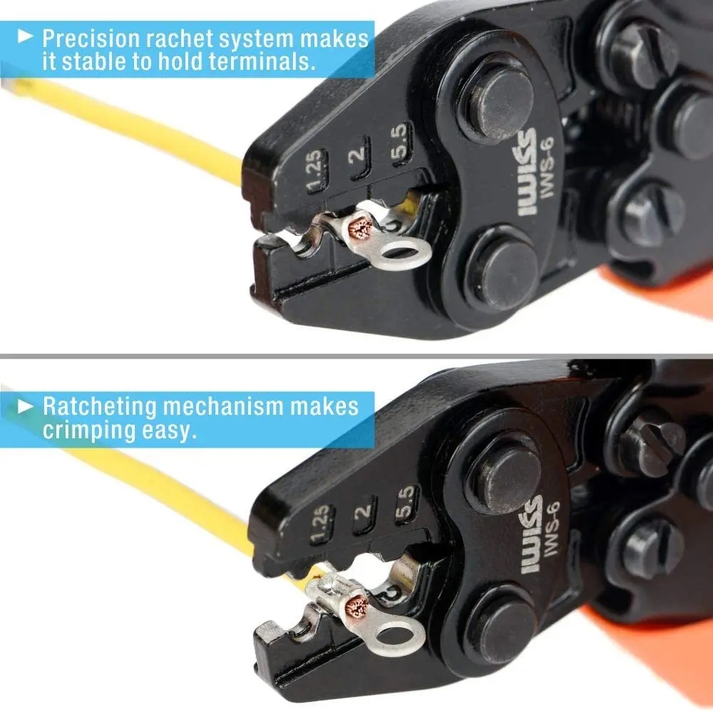 คีมย้ำหางปลาเปลือย คีมย้ำหางปลา IWISS IWS-6 ขนาด 16-10 AWG (1.25-5.5 mm)